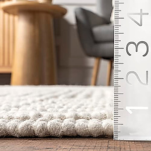 nuLOOM Dorene Contemporary High-Low Striped Wool Area Rug, 8x10, Ivory