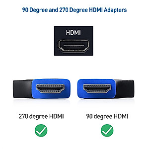 Cable Matters Combo-Pack 8K@60Hz Flat Right Angle HDMI 2.1 Adapter with HDR (8K HDMI Right Angle Adapter / 4K@240Hz HDMI 90 Degree Adapter / 270 Degree and 90 Degree HDMI Adapter) in Black