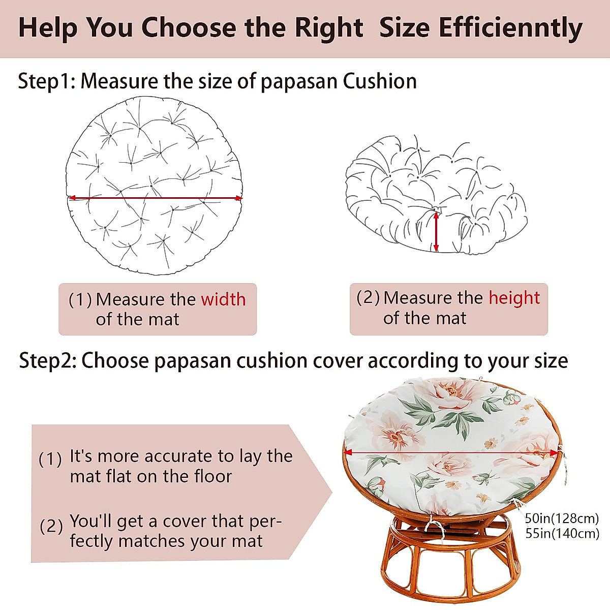 Tikitup Papasan Chair Cushion Cover, Water Resistant Outdoor Papasan Cushion Cover Only, 55in Egg Chair Cushion Cover Unfading Soft Skin-Friendly Polyester (Fruit Green 55in)