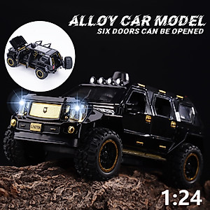 ORALEAF Die Cast Metal Toy Cars, 1/24 Scale Off-Road Car Toy Model with Sound and Light, Gifts for 3 Year Old Boys and up