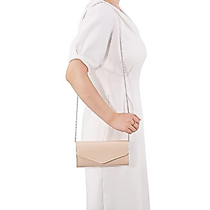 jascaela Women's Patent Leather Envelope Evening Clutch Purses Solid Color Casual Mini Crossbody Bag - Nude