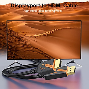 RyzzRooa DisplayPort to HDMI Cables 3FT, 2 Pack, Gold-Plated DP to HDMI Cable Adapter Male to Male FHD, Supports Video and Audio for Computer, Monitor, HDTV, Projector