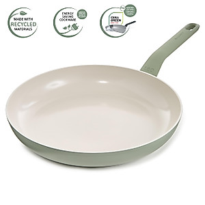 Berghoff Balance Non-stick Ceramic Frying Pan/Skillet 12", Recycled Aluminum, Non-toxic, CeraGreen Nonstick Coating, Stay-cool Handle, Induction Pan, 100% Sustainable, Sage