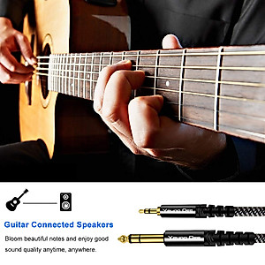 3.5mm to 6.35mm Stereo Audio Cable 50 ft,Yeung Qee 1/4 to 1/8 Audio Cable,3.5mm Male to 6.35mm Male TRS Nylon Braid Cable Compatible for iPod, Laptop,Home Theater Devices, and Amplifiers (50FT/15M)