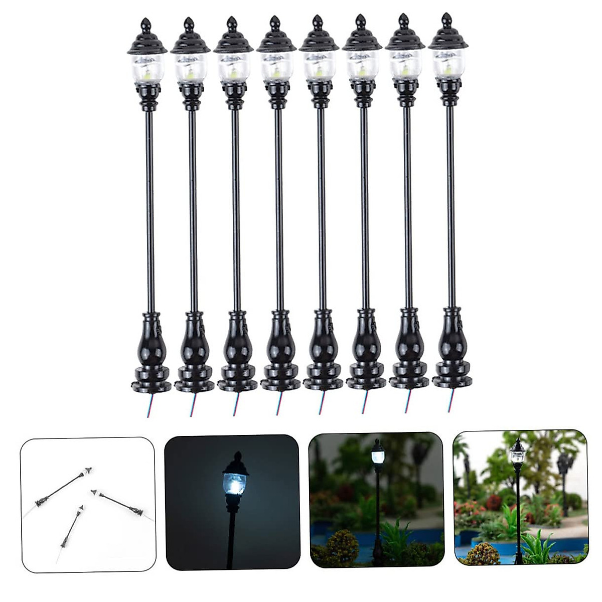 Uonlytech 24 Pcs Model Garden Lamp Miniature Mini Street Light Model Miniature Decor Garden Lamp Miniature Small Garden Decor Mini Lamp Model Mini Garden Lamp Mini Lamp Statue