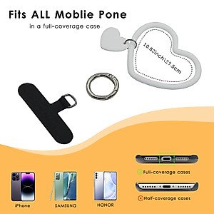 Luckyvestir Silicone Phone Lanyard, Heart Cell Phone Hand Wrist Strap with 2 Universal Tether Tab Smartphone Key Chain Wristlet Bracelet (White)