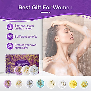 Aromatherapy Shower Steamers Christmas Gifts Set Lavender - Swcandy 8 Pcs Bath Bombs Gifts for Women, Shower Bombs with Essential Oils Relaxation Gifts for Home SPA, Melts for Women Who Has Everything