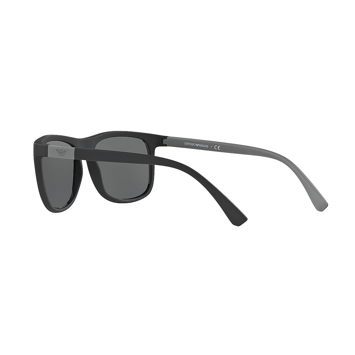 Emporio Armani Men's EA4079 Square Sunglasses, Matte Black/Grey, 57 mm