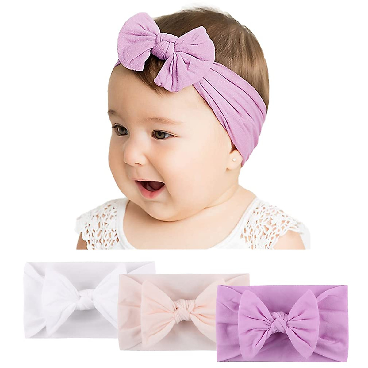 WZT 21PCS Baby Nylon Headbands 7 styles Hairbands Hair Bow Elastics for Girl headbands with bows Newborns Infant Toddlers