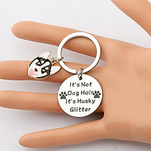 CENWA Husky Keychain Dog Lover Gifts Husky Owner Husky Gifts It's Not Dog Hair It's Husky Glitter Keychain (It's Not Dog K)