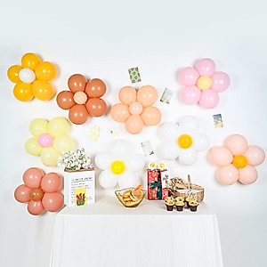 16 Set Daisy Flower Balloons DIY Kit,Boho Macaron Pastel Balloons Daisy Balloons Flower Party Decorations for Baby Shower Birthday Wedding Anniversary Groovy Party Supplies