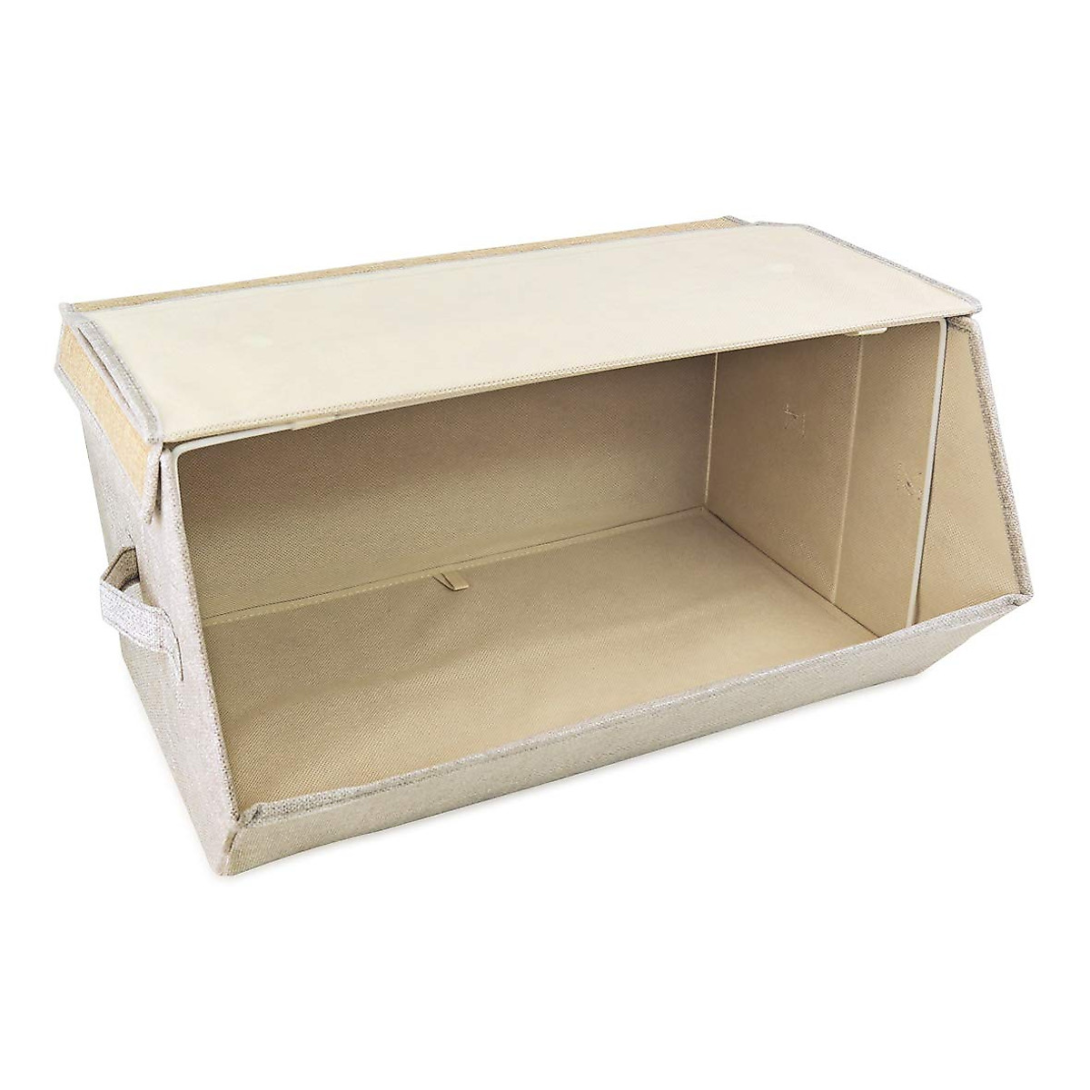 Anika 66819 Stackable Storage Box with Magnetic Secured Lid-25x35x50cm-Cream, Canvas, Cream, Large
