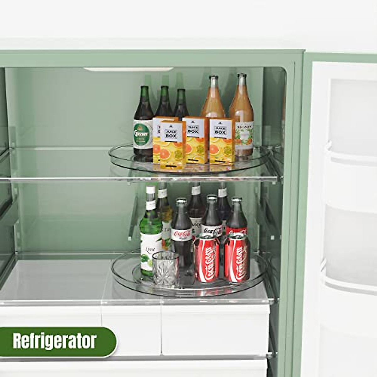 URALFA Lazy Susan Organizer for Cabinet 2 Pack, 10.6" Clear Lazy Susan Turntable Rotating Organizer, Plastic Organization and Storage Spinning Spice Rack for Kitchen, Bathroom, Pantry, Fridge, Table