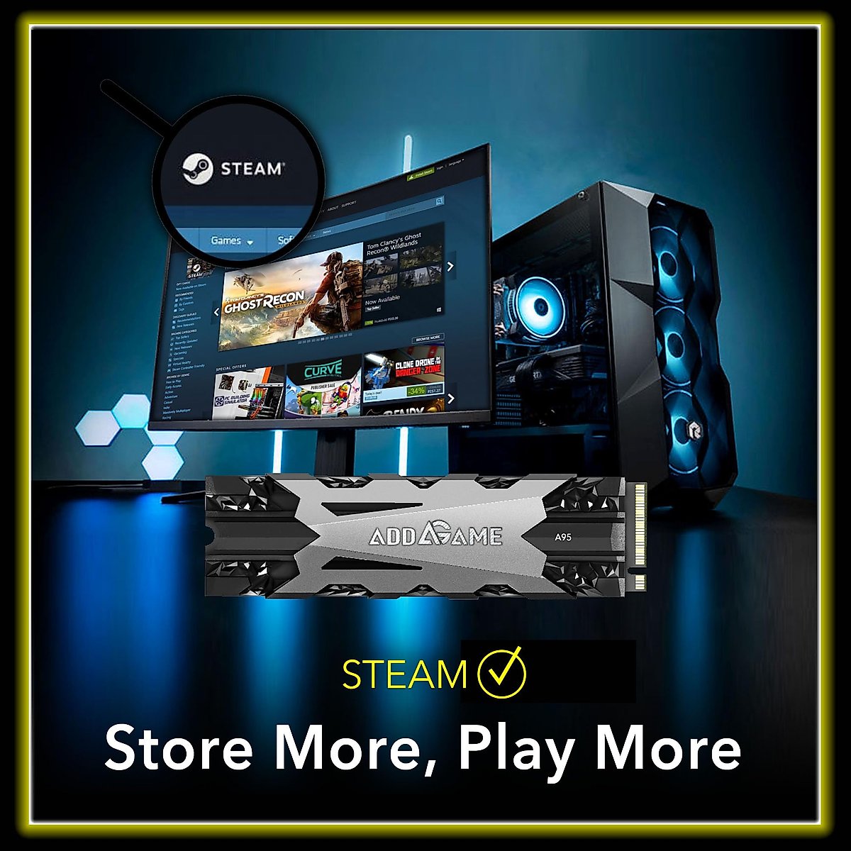 Addlink A95 4TB M.2 SSD Storage Expansion for PS5 Consoles with Heatsink, up to 7200 MB/s, Internal Gaming SSD -2280 PCIe NVMe Gen4X4 3D TLC with Dram NAND SSD (ad4TBA95M2P) Made in Taiwan