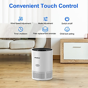 Chuboor Air Purifiers for Home Large Rooms up to 1200ft², H13 True HEPA Air Purifiers for Bedroom Dorm Room Pets with Timer, Air Purifier Cleaner for Dust,Smoke,Odor,Dander,Pollen