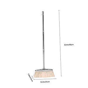 ORFOFE Cleaning Dust Pan Outdoor Broom Dustpan Household Brooms Flooring Tools Stable Broom Long Handle Broom Reusable Broom Handle Sweeping Brush Garbage Wiper Floor Wiper Khaki Nylon