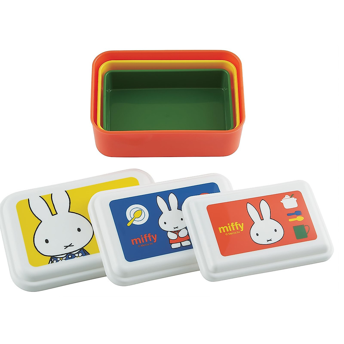 Skater Miffy Food Storage Container Set (3-Piece) - Miffy Design Bento Box, Lunch & Snack Containers, Reusable Food Organize