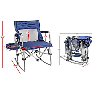 Zenithen Navy/Grey Outdoor Rocking Director Folding Chair with Side Table…