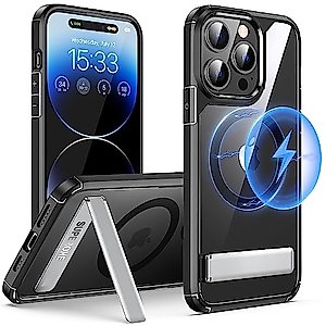 SUPERONE Magnetic Case for iPhone 14 Pro with Stand, Compatible with MagSafe, [Military Grade Protection] [Anti-Yellowing] Shockproof Slim Protective for iPhone 14 pro Case 6.1 inch, Black