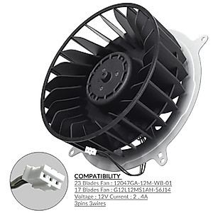 Gorliskl Replacement of Internal Cooling Fan for Sony PlayStation 5 PS5 Series Fan 12047GA-12M-WB-01 12V 2.4A 23 Blades Fan General 17 Blades G12L12MS1AH-56J14 Fan(with Opening Tool)