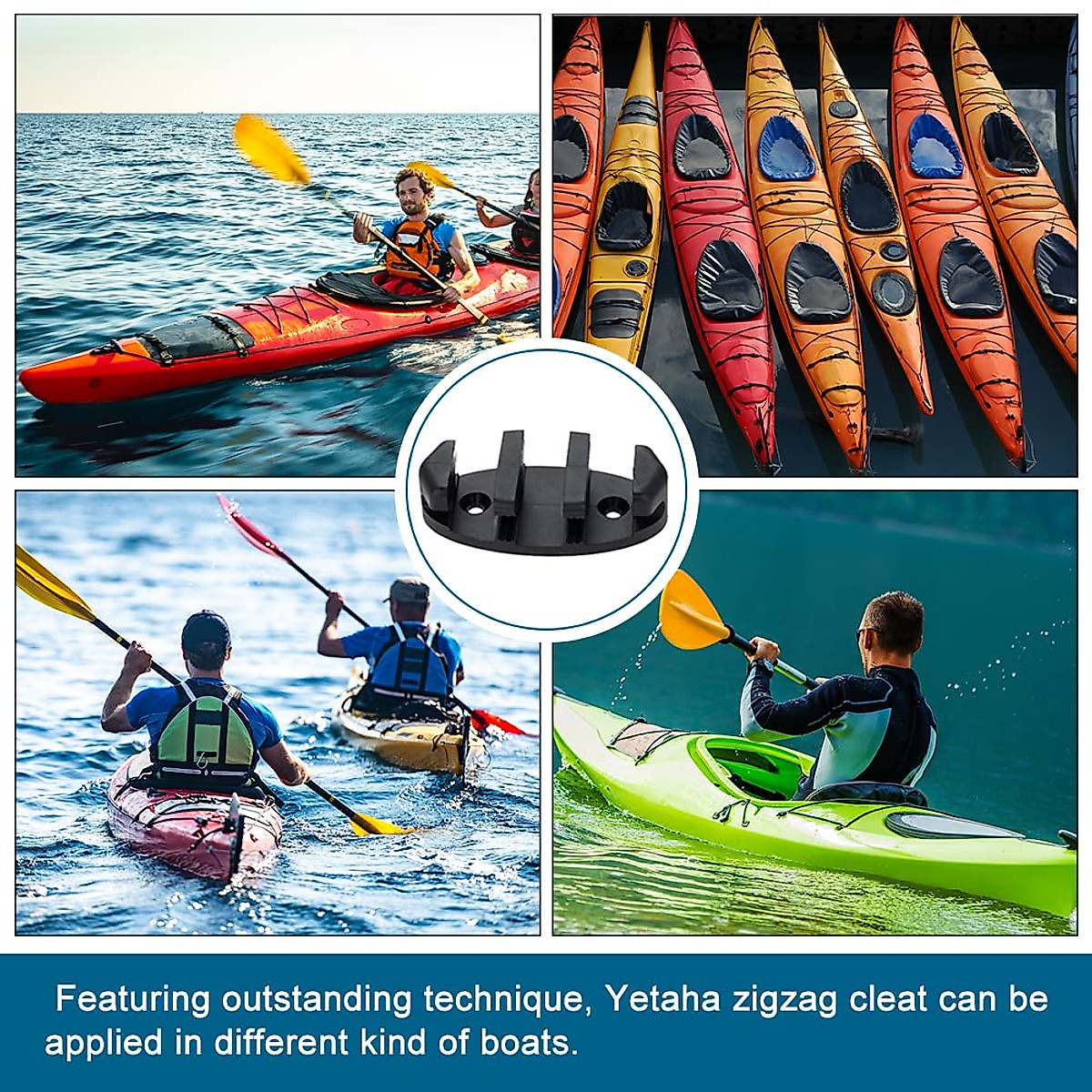 Yetaha 2PCS Zig Zag Anchor Cleat, Black Nylon Kayak Cleats for Canoes Marine Fishing Boat Kayak Accessories