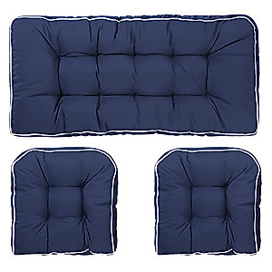 Blytieor Outdoor 3 Piece Settee Cushion Set, Patio Wicker Cushions 1 Loveseat Cushion & 2 U-Shape Cushion