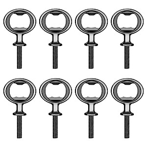 Ohiyoo Metal Bottle Opener Kits 8 Pack Blank Stainless Steel Bottle Opener Insert DIY Bottle Opener Hardware Bottle Opener Inserts for Wood Turning Kits Flat Bottle Opener Inserts Kit (Black)