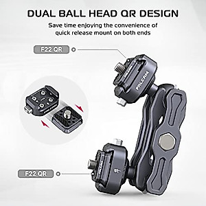 FALCAM F22 Dual Quick Release Articulating Magic Arm Kit, Camera Mounting Adapter w/ Double Ballheads, Aluminum Camera Accessory Kit for Filmmaker&Photographer, Fits for Sony Canon DSLR Monitor Webcam