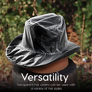 CHAPEAU TRIBE Premium Cowboy Hat Cover - Vinyl Transparent Cowboy Hat Protector from Dust & Rain (Clear Vinyl, X-Large)