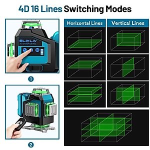 Laser Level, Elikliv Laser Level 360 Self Leveling, 200Ft Green Laser Level Lines Tool, 4x360° Cross Line Laser, Self Leveling Laser Level for Construction＆Picture Hanging,Rechargeable Batterie(16Hrs)