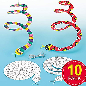 Baker Ross ET287 Spiral Snake Mobiles - Pack of 10, Perfect for Children to Design and Decorate, Ideal for School, Craft Groups, Party Crafting, at Home, White