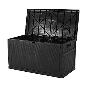 Omelaza 120 Gallon Outdoor Large Deck Storage Box, Patio Resin Deck Storage Container, Store Cushion Toys and Sundry Thing(Black)