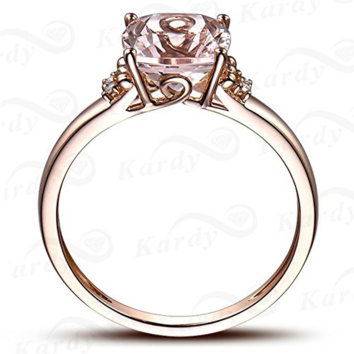 Kardy Fashion Amazing Genuine Morganite Gemstone Real Diamond Solid 14K Rose Gold Engagement Wedding For Women Ring Set