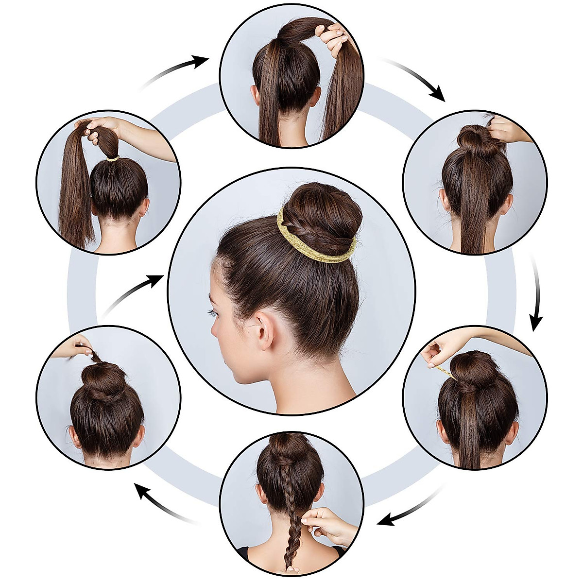 TecUnite 50 3mm Gold Hair Elastic Ties No-metal Small Rubber Bands Thin Hair Ties Ropes Ponytail Holders with 50 Hair Bobby Pins, Hair Accessories for Women (Gold)