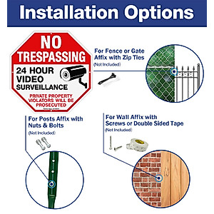No Trespassing Sign Private Property Protected By Video Surveillance Violators Will Be Prosecuted Sign, 2-Pack 10 x 10 Inch Reflective Aluminum, UV Protected, Weather/Fade Resistant, Easy to Install