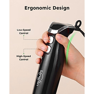 Sangcon Immersion Blender Handheld, 3-in-1 Hand Blender Electric, 400W Handheld Blender, Stainless Steel Blade Stick Blender with Whisk, Milk Frother Attachments - Black