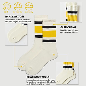 4 PAIRS Stripe Crew Socks For Women Retro Athltic Socks Casual Cotton Stretchy Novelty Socks Unisex MultiColor