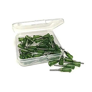 SANANTS - 14GA 1/2 Inch Dispensing Needle - Blunt Tip Luer Lock - Fluid Manifold Channel - 50 PCS,Olive