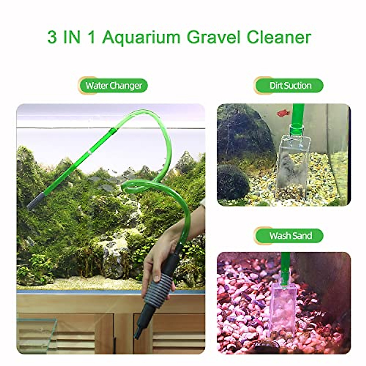 boxtech Fish Tank Water Change, Aquarium Vacuum Siphon Water Changer Pump Sand Cleaner for Aquarium Water Filter