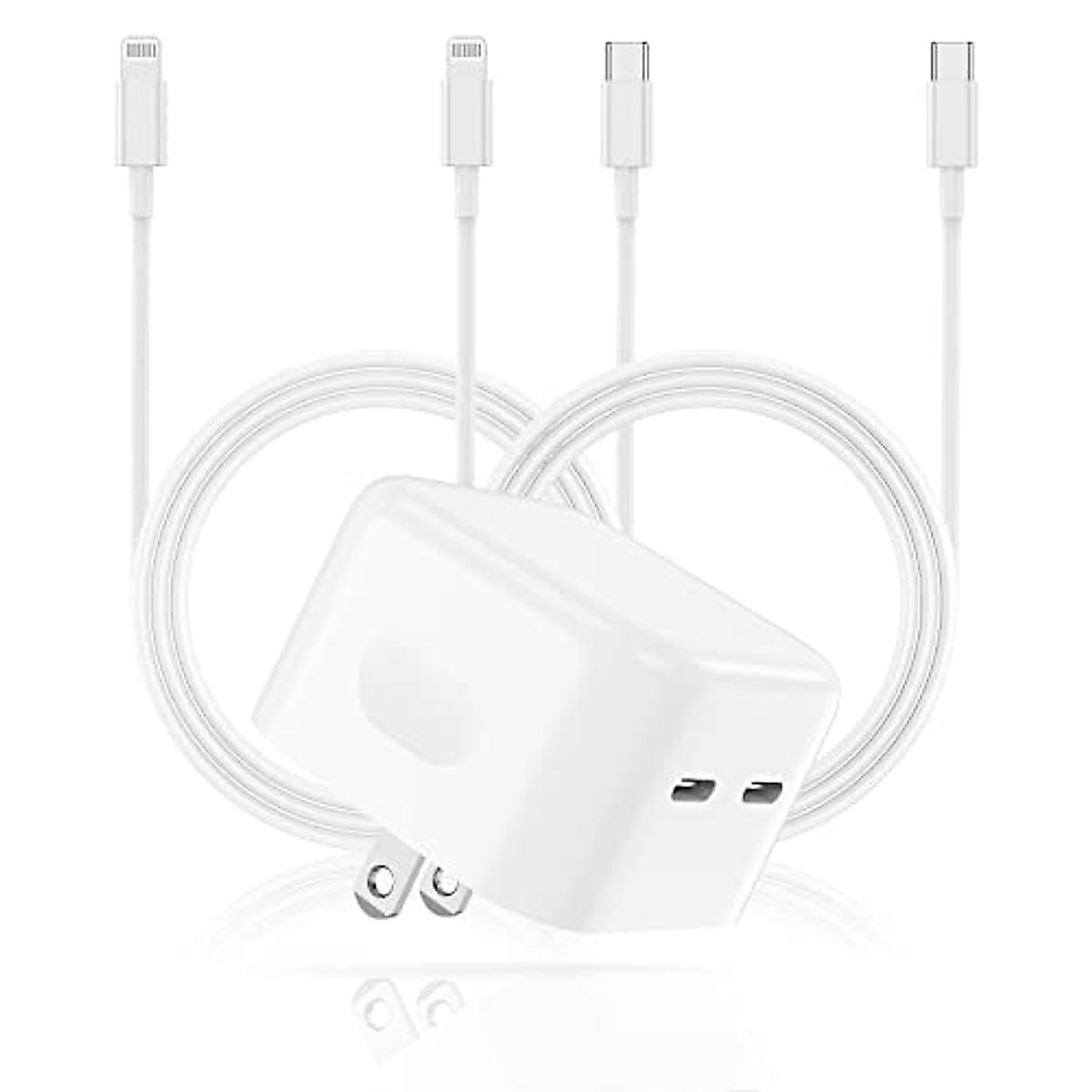35W iPhone 14 13 Fast Charger,Dual USB-C Port Compact Power Adapter PD3.0 GaN Foldable Plug,Fast Wall Charger Block with 6Ft Type C to Lightning Cable for iPhone 12 11 Pro Max/XS/XR/X/8/iPad,AirPods