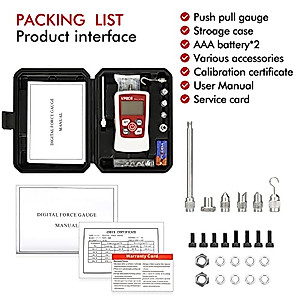 VPOER Digital Force Gauge Push Pull Gauge Tester Portable Force Meter with Maximum Load Value 500N 50kg 110Lb 1800Oz Auto Backlit LCD, Auto Power-Off (VDFG-500N)