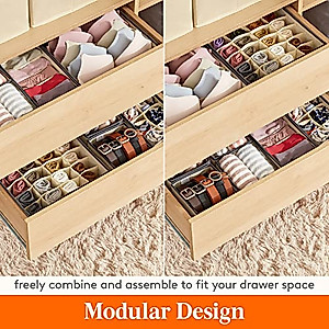 Lifewit 3 Pack Sock Organizers, Bundle with 8 PCS Drawer Organizers, Grey