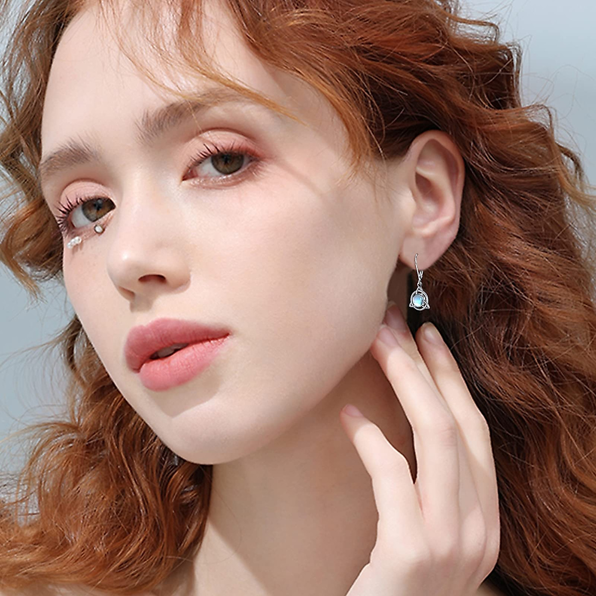 Celtic Earrings for Women 925 Sterling Silver Moonstone Leverback Earrings for Women Drop Dangle Earrings for Women Moonstone Jewelry Gifts for Women Teen Mother Daughter