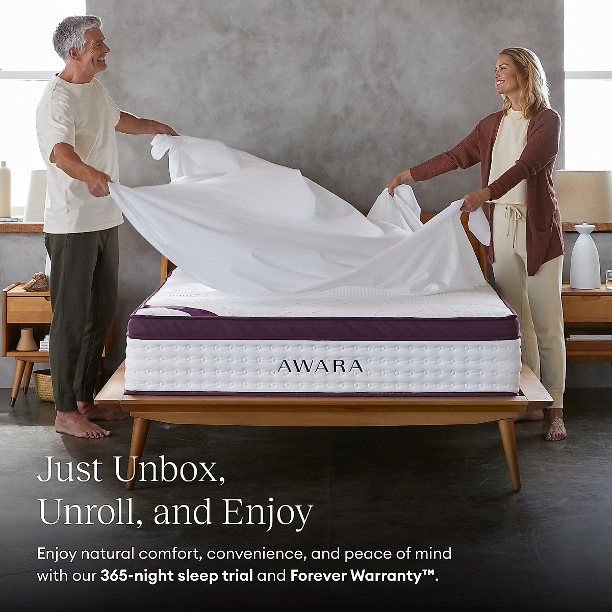 AWARA Premier Natural Hybrid King Mattress 12 Inch - Certified Natural Latex - Sustainable New Zealand Wool - Steel Springs - 365-Night Trial,White