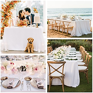 SoarDream Wedding Tablecloth Rectangle 60x84 Inch White Fabric Table Cloth Water Resistant Table Cover for Baby Shower Banquet Parties Decoration