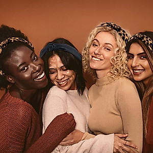 KICOSY 2PCS Headbands for Women Leopard Headband Knotted Headband for Girls Fashion Wide Headband Non Slip Hairband Elastic Hair Accessories(Black, Leopard)