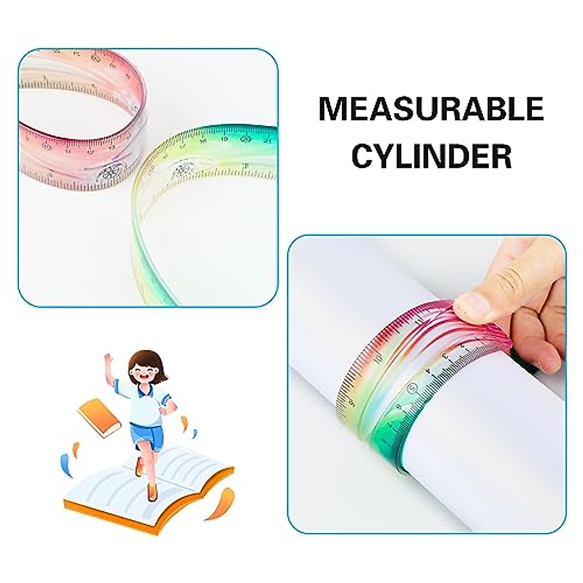 Grevosea 2 Pieces Rulers for Kids, Flexible Ruler Plastic Ruler 12 Inch Ruler with Centimeters and Inches Soft Bendable Ruler Shatterproof Straight Edge Ruler for School Classroom Office (Yellow)