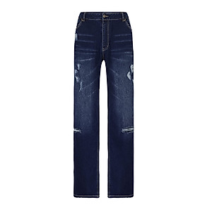 SMIDOW Lightening Deal Brown Dress Pants Women Women Stacked Pants Ripped Jeans Boyfriend Jeans Distressed Jeans Baggy Cargo Pants Jeans Straight Leg Pants Dark Blue 2XL