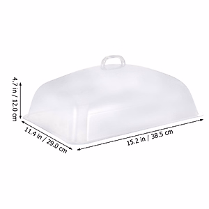 BESTonZON Plastic Cake Dome Cover Rectangular Clear Desert Cloche Display Cake Plate Serving Platter Cheese Cloche Dome Food Cover for Bread Dessert Snack 38.5X29CM