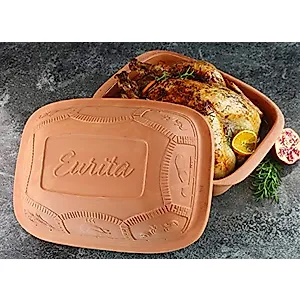 Eurita Clay Roaster, Non-Stick Dutch Oven, Healthy Clay Pot Cooking, With Free Recipe Guide, 6.25 Quarts